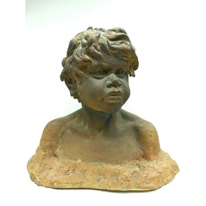 Indigenous Boy Bust by William Ricketts - Ricketts, William - Ceramics