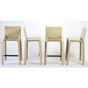 Mario Bellini's Ivory Leather Cab Bar Stools Set - European - Furniture ...