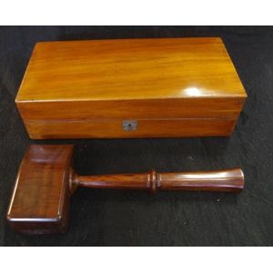 Vintage Rosewood Gavel in Heraldic Crest Case