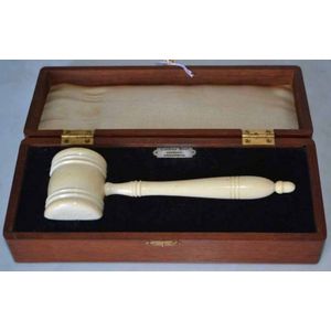Ivory Auctioneers Gavel with Silver Plaque and Case - Presentation and ...