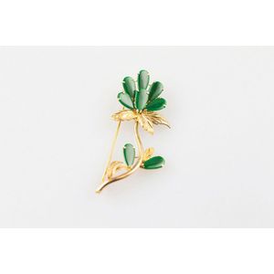 Dark Green Jade Flower Brooch - Brooches - Jewellery