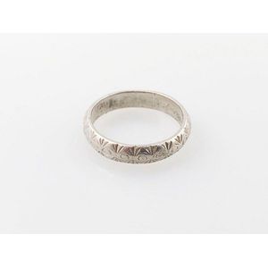 Etched Notch Platinum Wedding Band - Rings - Jewellery