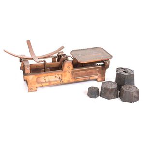 French Copper Scale with Cast Iron Weights - Scales - Sundries