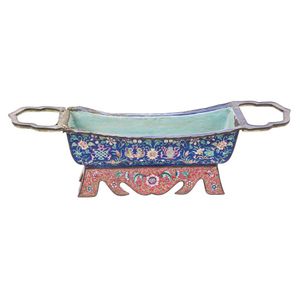 Chinese Canton enamel jardiniere with Buddhist symbols on blue ground ...