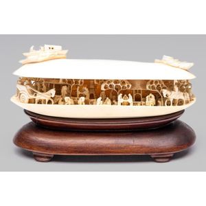 Oriental carved ivory dream shells and clam shells - price guide and values