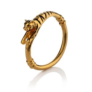 Enamel Tiger Bangle in 18ct Gold - Bracelets/Bangles - Jewellery