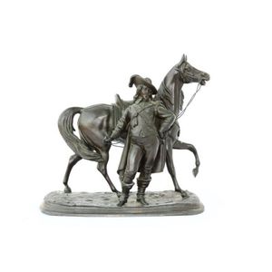 Victorian Cavalier and Horse Bronze Figure Group - Equestrian ...