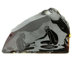 "Aboriginal Sand Drawing" Glass Paperweight by Dostal - Australian ...