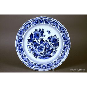 Zenith Delftware Charger with Leafy Border and Floral Center - Zother ...