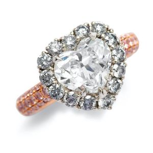 Heart-shaped Diamond and Fancy Colored Diamond Cluster Ring - Rings ...