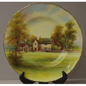 Handpainted Royal Worcester Manor Scene Plate by Rushton - Royal ...