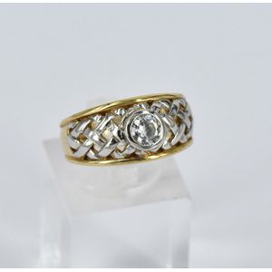 Openwork CZ Ring in 9ct Yellow and White Gold - Rings - Jewellery