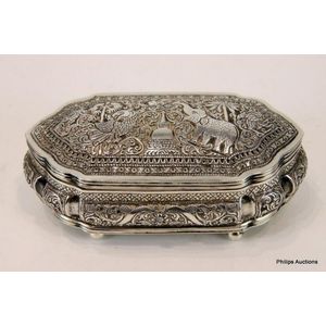 Sri Lankan Silver Box with Kandyan Repousse Design - Boxes, Jewellery ...
