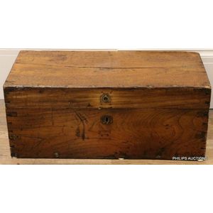 1900 Rustic Pine Storage Trunk with Brass Handles - Trunks & Chests ...