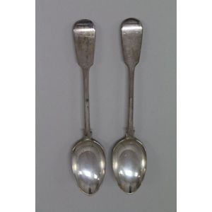 Antique Sterling Silver Fiddle Pattern Basting Spoons (Pair) - Flatware ...