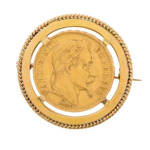 Napoleon III Gold Coin Brooch - Brooches - Jewellery