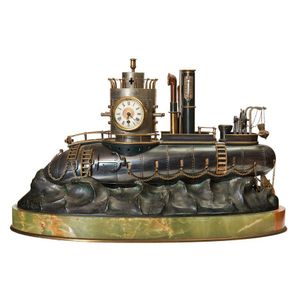 French Impressionist Clock of Uss Monitor Ship - Clocks - Zother ...