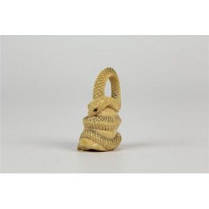Meiji Ivory Snake Netsuke on Rock - Netsuke - Oriental