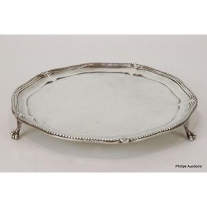 Victorian Sterling Silver Salver, 1864 London, Daniel & Charles Houle ...