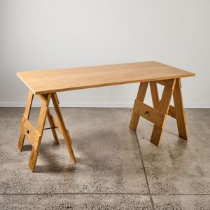 Modern Trestle Desk with Locking Slots for Functional Workspace - New ...