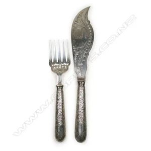 Victorian Silver Fish Servers with Fishing Theme Engraving, 260gms ...