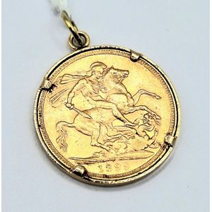 1889 Perth Mint Full Sovereign Pendant with Gold Surround - Pendants ...