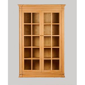 Oak Bookcase with Windowed Doors and Fluted Detailing - Bookcases ...