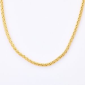 18ct Yellow Gold Wheat Sheaf Link Chain, 51cm Length - Necklace/Chain ...
