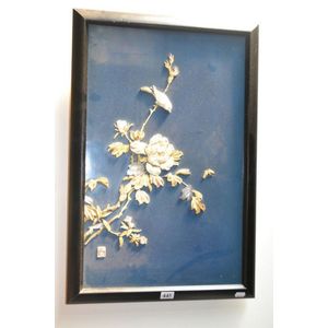 Ivory Wall Panel with Bird and Floral Branch - Ivory - Oriental