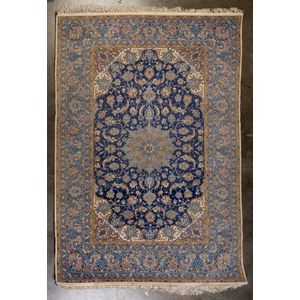 Blue and Cream Isfahan Rug, Iran - Rugs & Carpets - Textiles & Fabrics