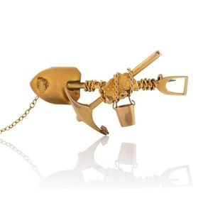 Antique 18ct Gold Miner's Brooch with Gold Nugget Specimen - Brooches ...