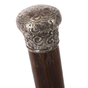 Late Victorian Sterling Silver Topped Walking Cane with Bamboo Shaft ...