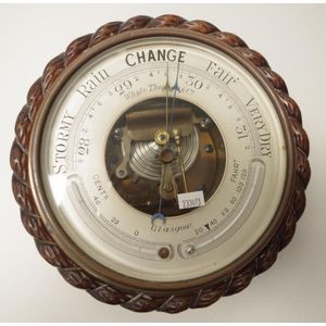 Vintage Wood & Brass Wall Barometer by Whyte Thompson, Glasgow ...