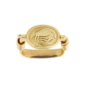 Opal Swivel Ring with Dreaming Kangaroo Engraving in Gold - Rings ...