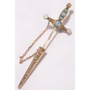 15ct Gold & Opal Sword Brooch, Early 20th Century - Brooches - Jewellery