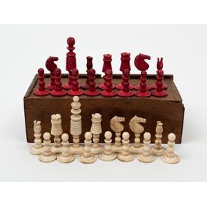19th Century Whalebone Chess Set in Cedar Box, Missing Pieces - Games ...