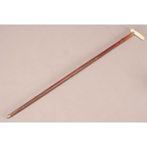 19th Century Ivory Handled Walking Stick with Sterling Silver Collar ...