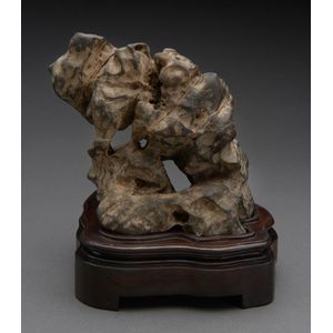 Mountainous Scholar's Rock on Hardwood Base - Zother - Oriental