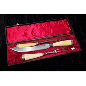 Broken Hinge Antique Ivory Carving Set - Zother incl. carved Western ...