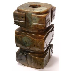 Chinese Spinach Jade Cong with Fish Decoration, 17 cm Height - Jade ...
