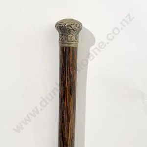 Late Victorian walking cane with silverplate top, elegant and ...
