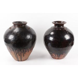 Pair of Thai Baluster Ceramic Pots with Lug Handles - Ceramics - Zother ...