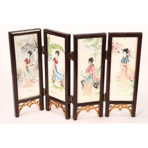 Chinese Stone Panel Table Screen with Ladies in Garden - Furniture ...