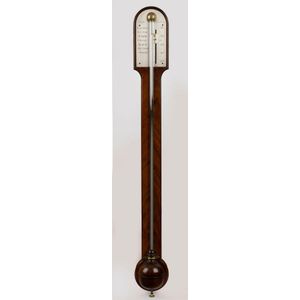 A Georgian mahogany round topped stick barometer with… - Barometers ...