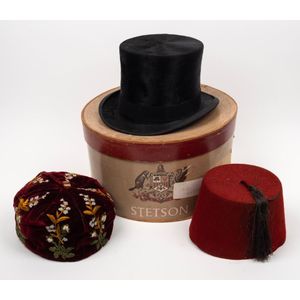 Vintage Headwear Collection: Top Hat, Fez, Smoker's Cap Set - Headwear ...