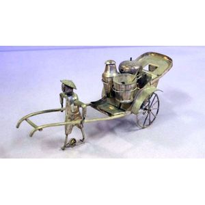 Oriental Silver Rickshaw Figure - 24cm x 10cm - Zother - Oriental
