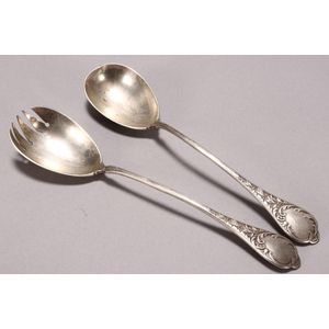 Russian silver servers with scroll, leaf, and berry motifs, marked ...