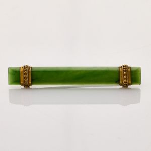 Gold Plated Greenstone Bar Brooch with Base Metal Pin - Brooches ...