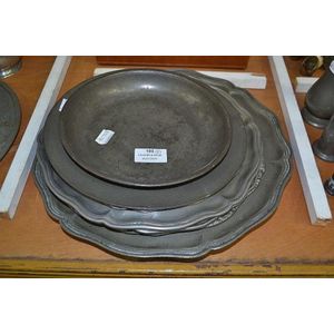 Set of 6 Antique Pewter Plates, Various Sizes - Pewter - Metalware