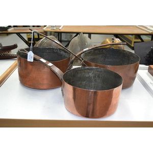 Antique French Copper Trio of Pans - Copper - Metalware
